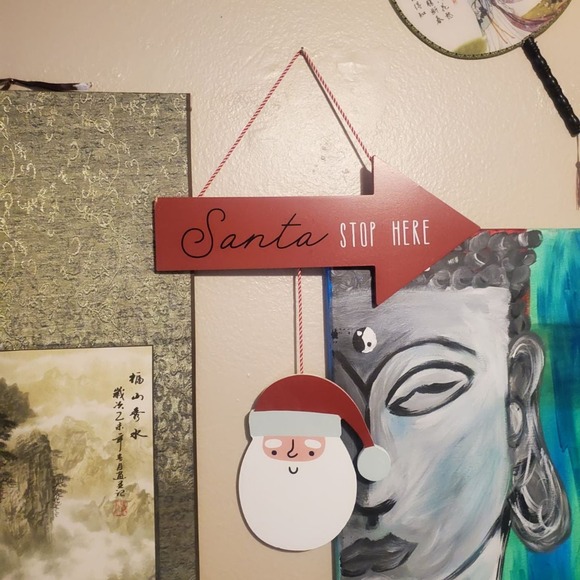 Unknown | Holiday | Santa Stop Here Sign Brand New Santa And Arrow ...